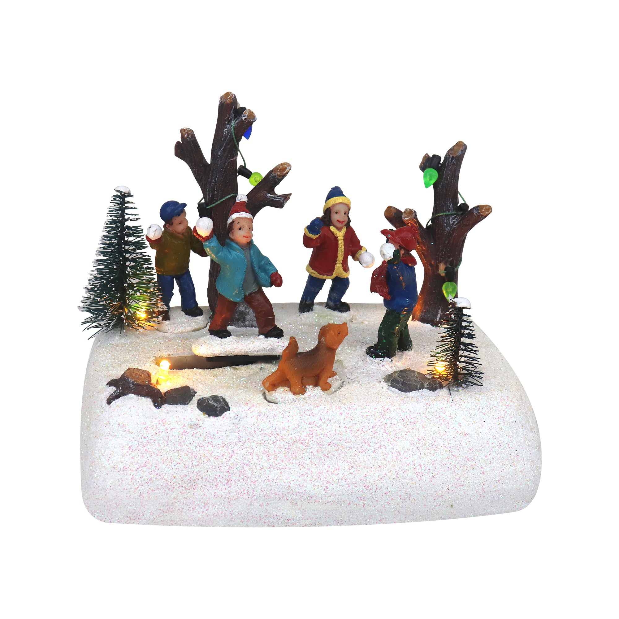 Holiday Snowball Fight Scene for Christmas Village – Top Treasures