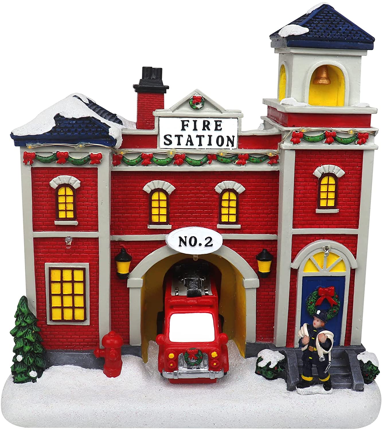 Festive Fire Station for Christmas Village Display – Top Treasures